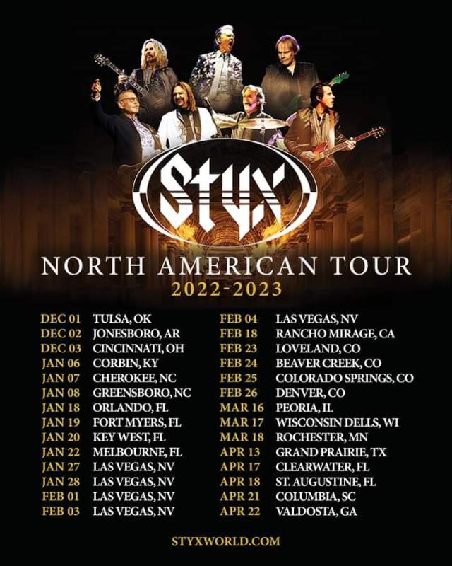 Styx Announces 2022-2023 North American Tour Dates – Mostly Music