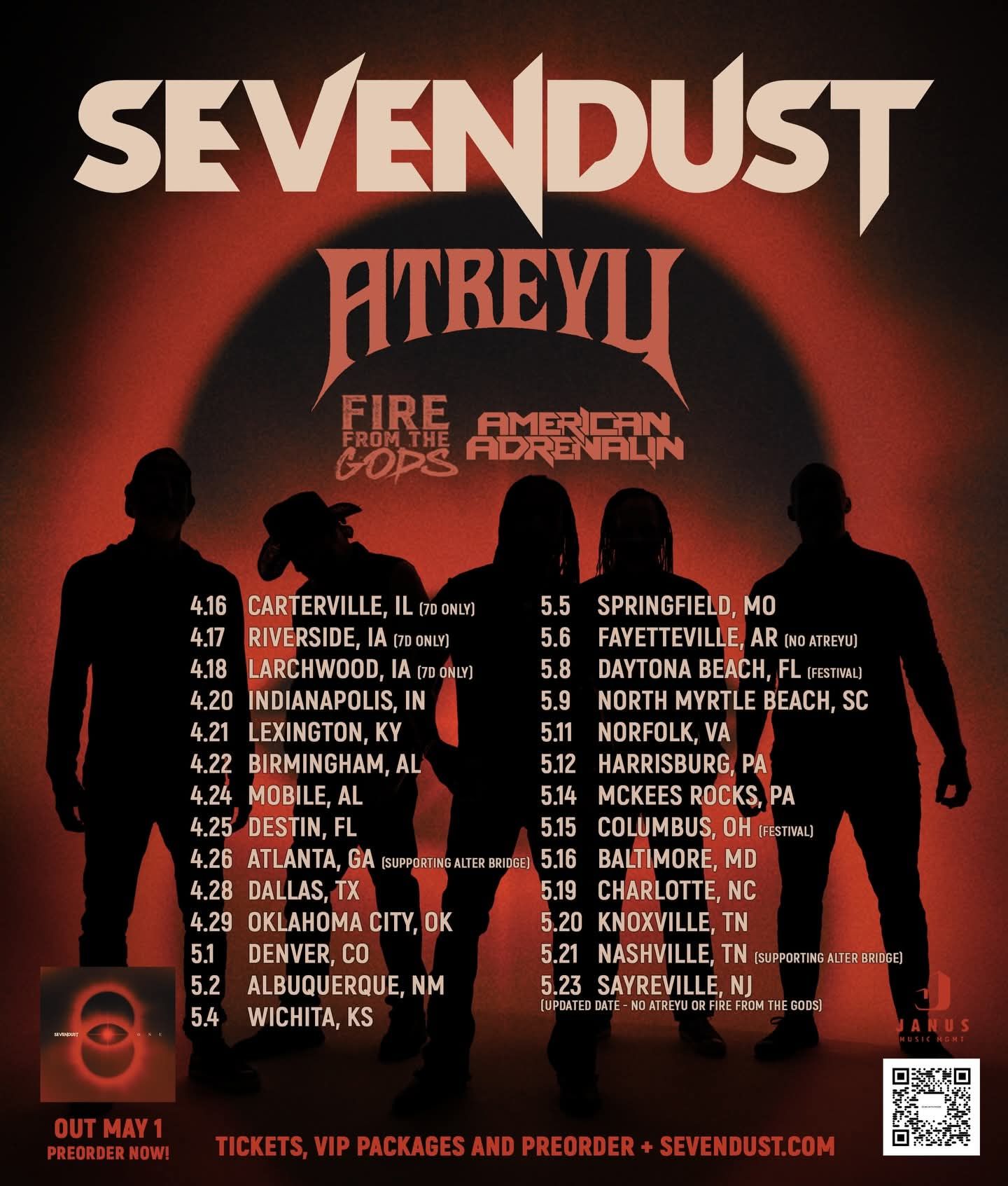 Sevendust Announces Spring 2026 Dates With Atreyu, Fire From the Gods ...